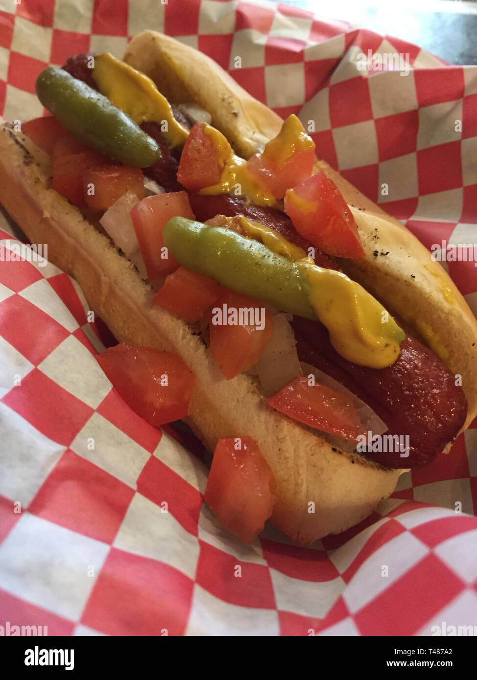 Loaded Hot Dog Stock Photo - Alamy
