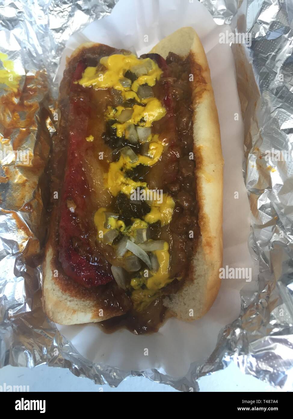 Loaded Hot Dog Stock Photo - Alamy