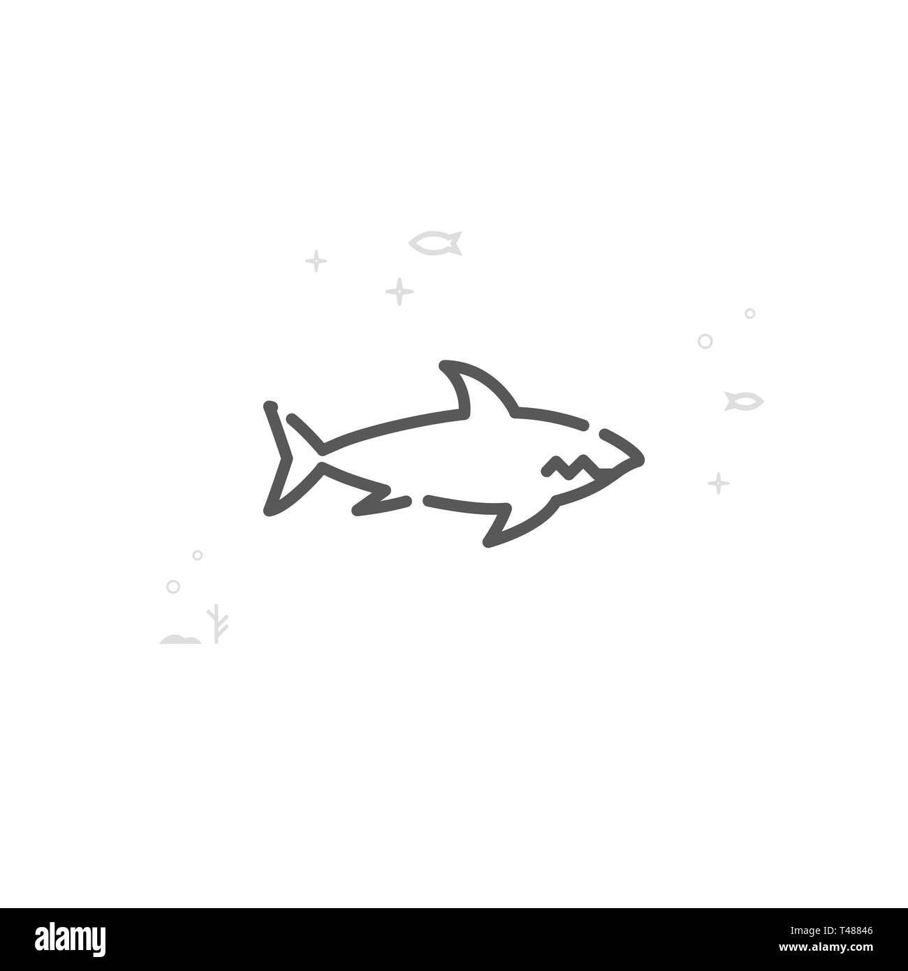 Shark Line Icon. Marine Life, Sea Creatures Symbol, Pictogram, Sign ...