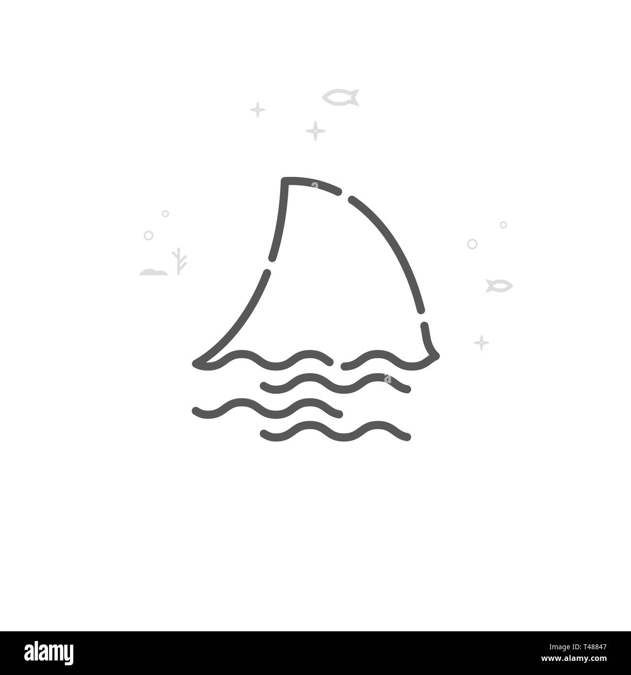 Shark Fin Line Icon. Marine Life, Sea Creatures Symbol, Pictogram, Sign ...