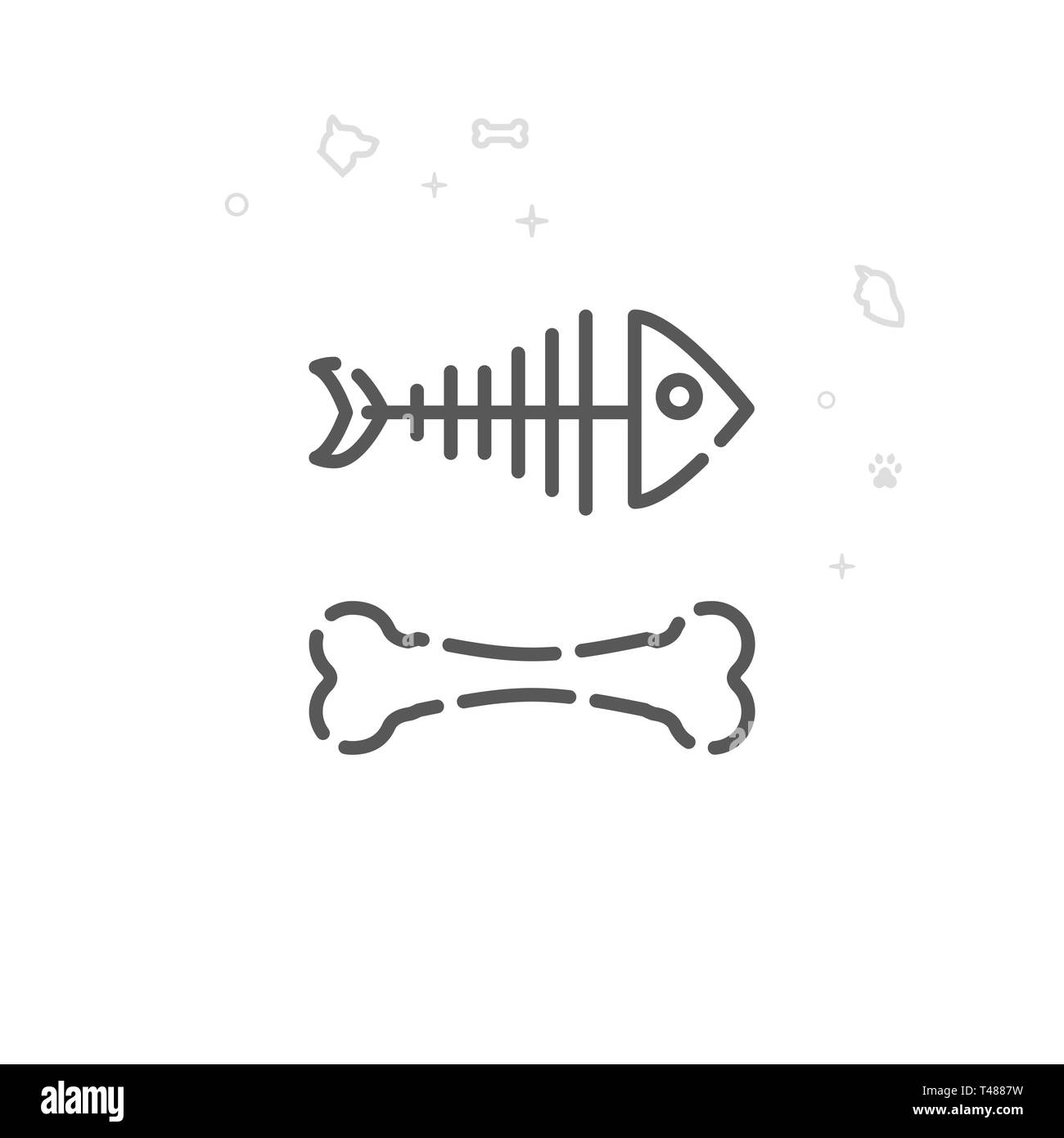 Fish Skeleton, Dog Bone Line Icon. Pet Supplies Symbol, Pictogram, Sign ...