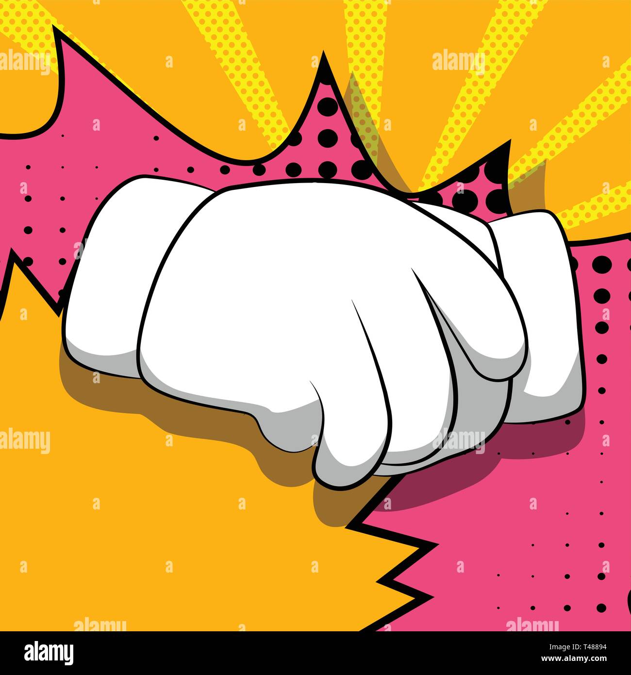 Vector cartoon hands making handshake. Illustrated hand sign on comic ...