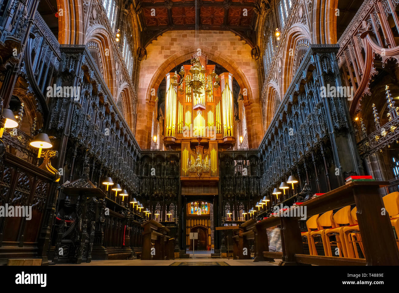 Manchester, UK - May 18 2018: Manchester Cathedral is the mother church ...