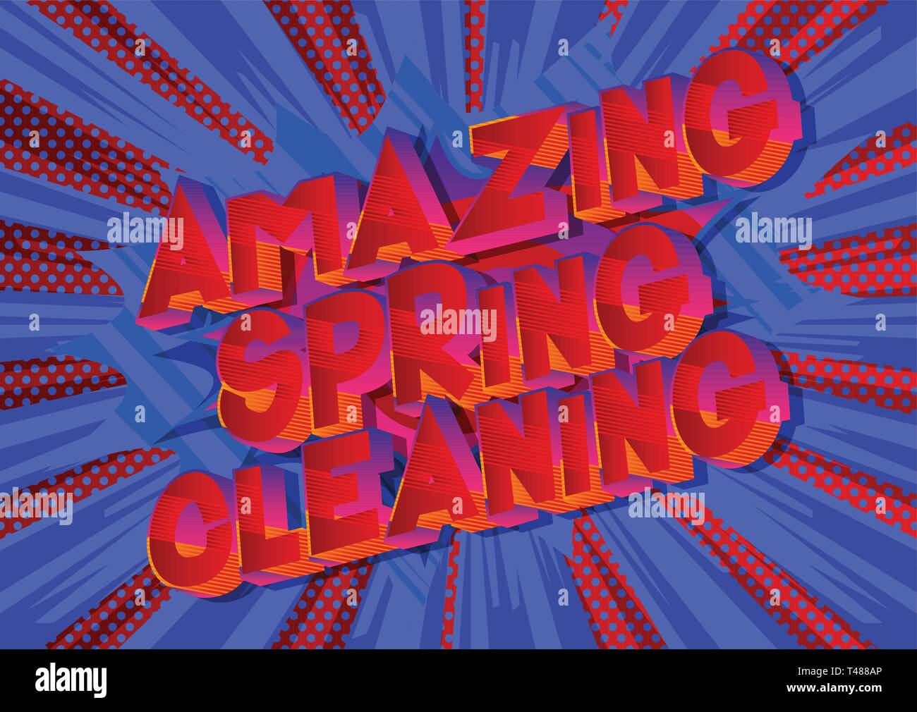 Amazing Spring Cleaning - Vector illustrated comic book style phrase on ...