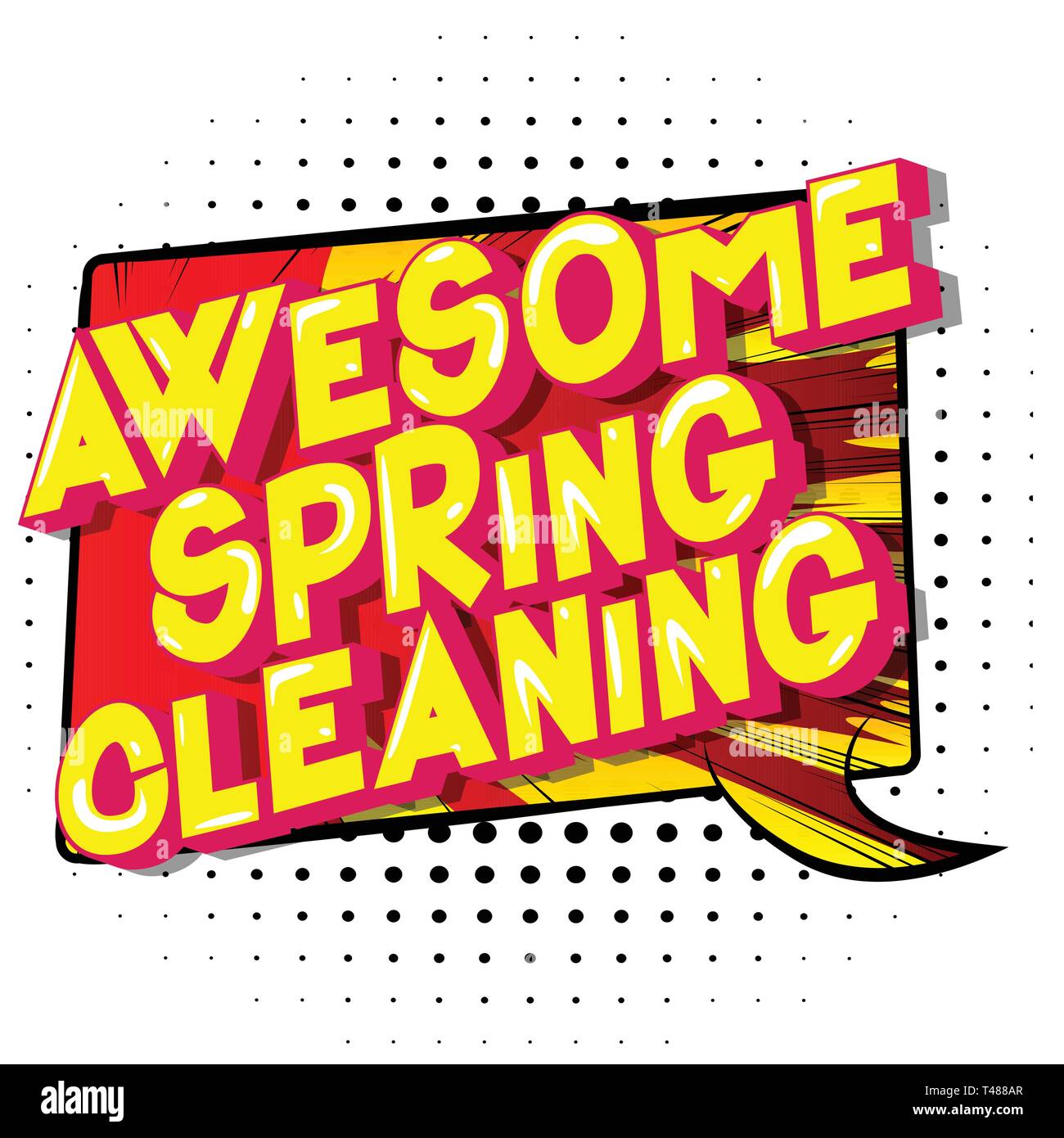 Awesome Spring Cleaning - Vector illustrated comic book style phrase on ...