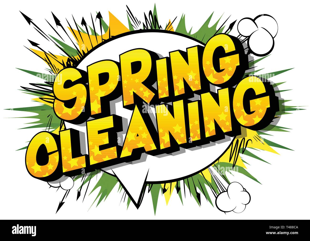 Spring Cleaning - Vector illustrated comic book style phrase on ...