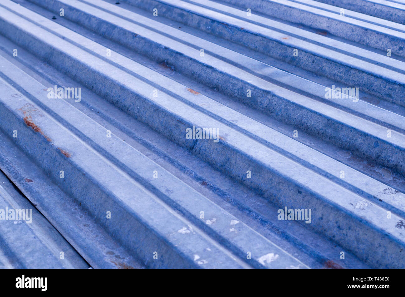 industrial metal decking sheet with stains of rust. background ...