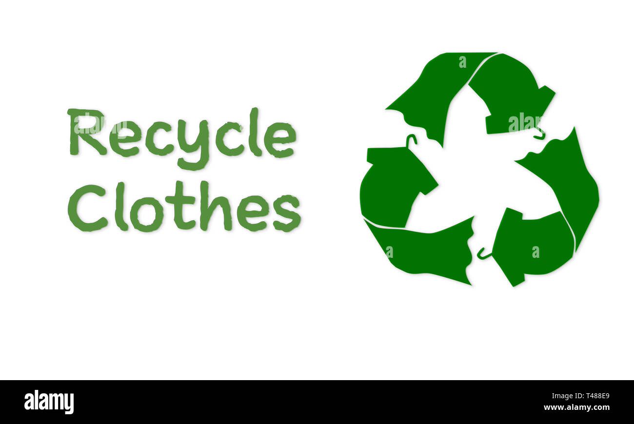 Recycle clothes symbol made with t shirt dress on hanger with Recycle ...