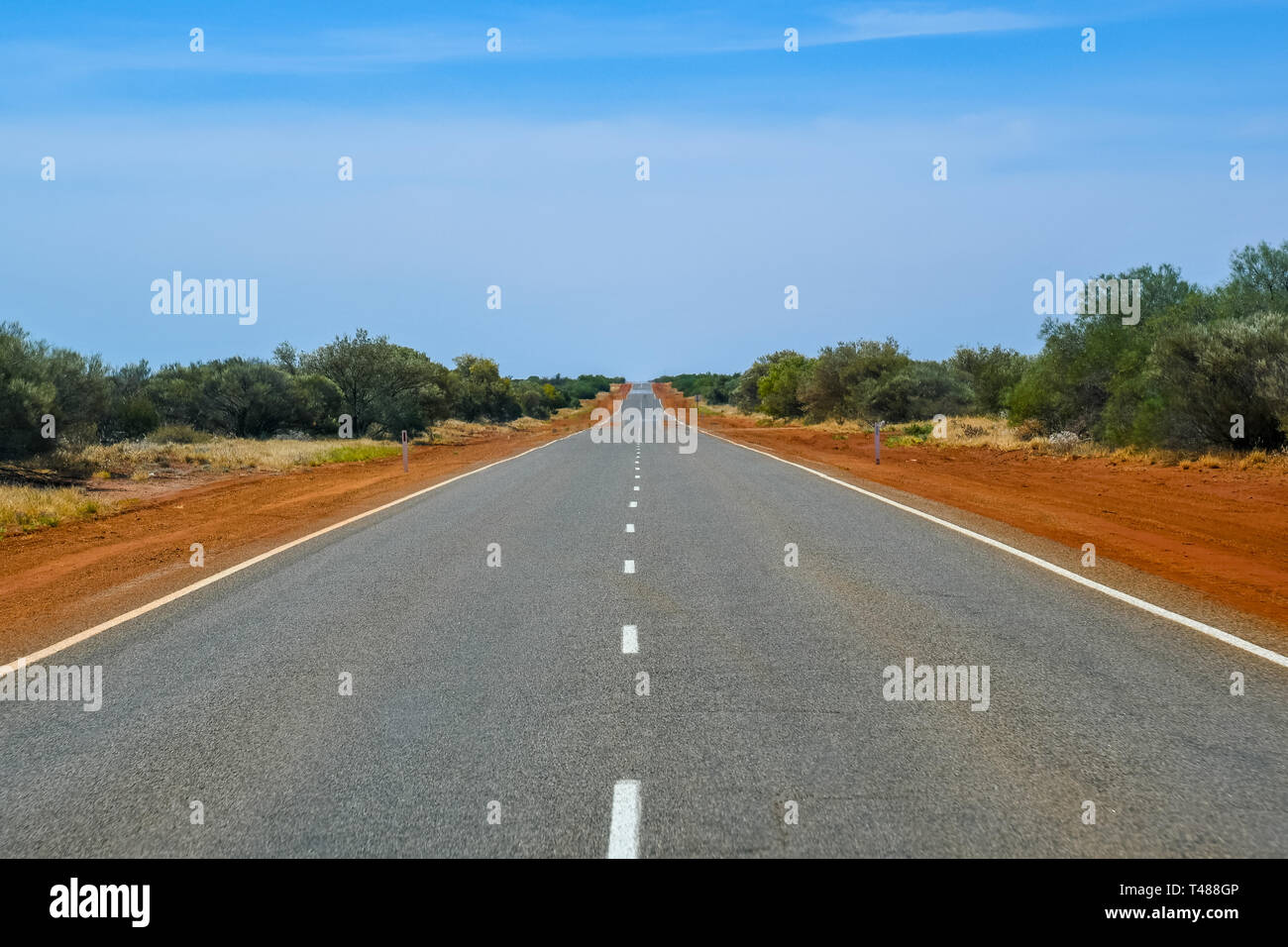 Straight endless empty road in Western Australia in the Outback Stock ...