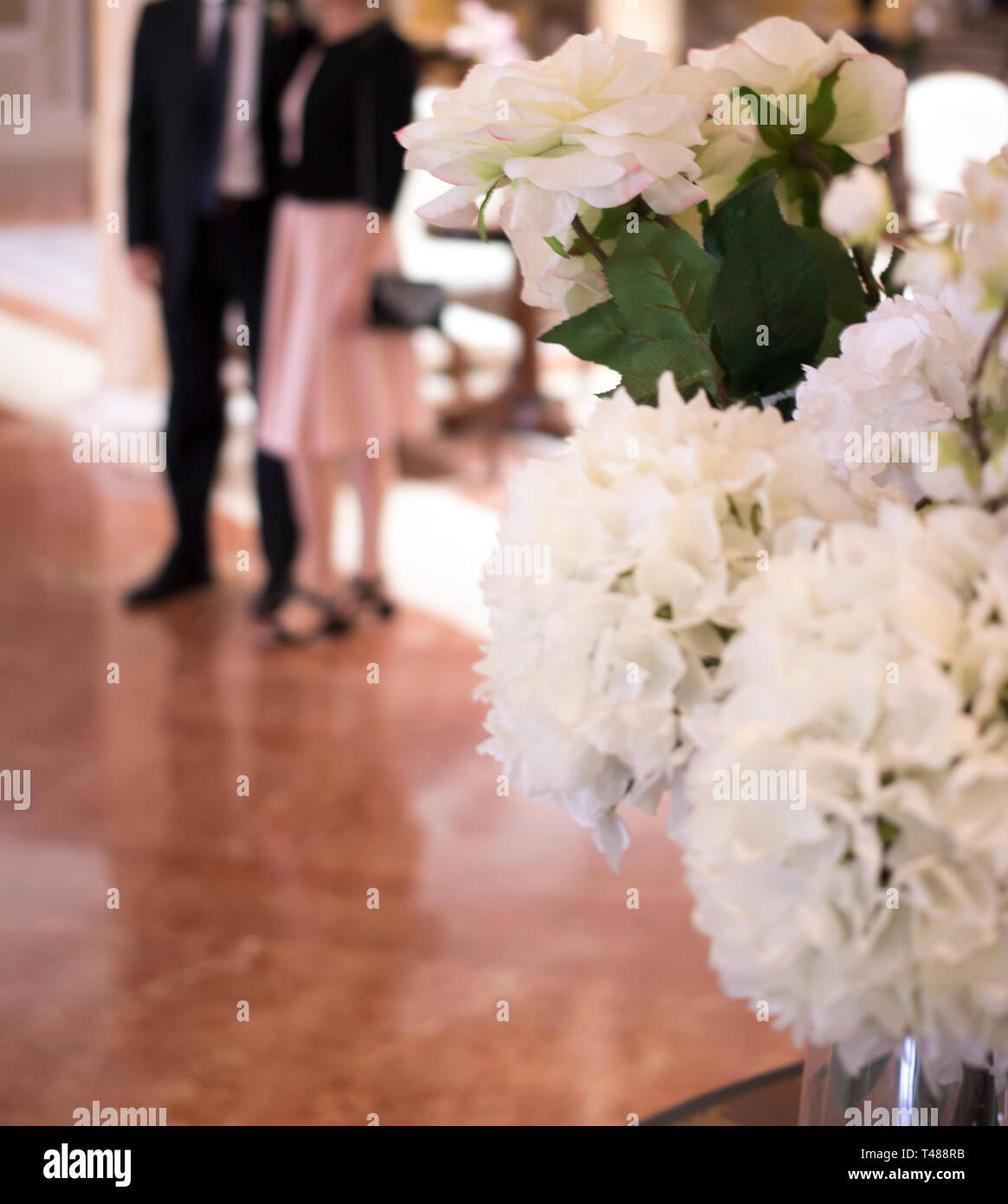 Wedding flowers arranged floral bouquet in marriage luxury 5 star hotel ...
