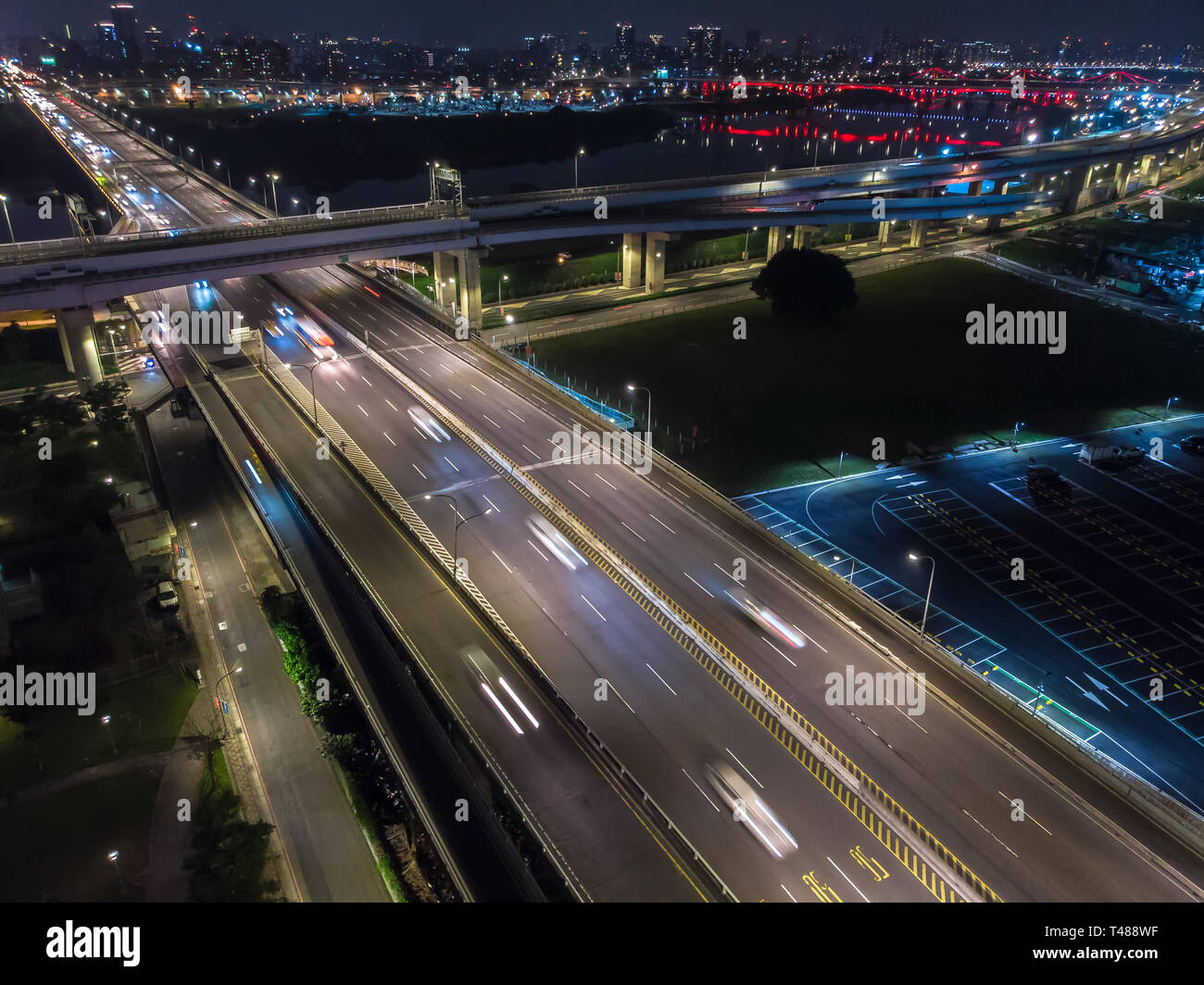 Traffic Aerial View - Traffic concept image, birds eye daytime view use ...