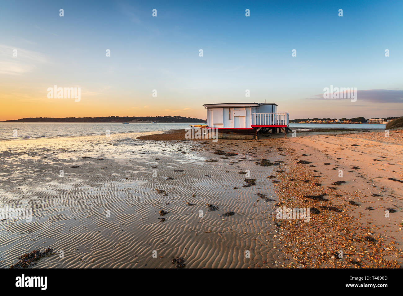 An old houseboat on the beach at Bramble Bush Bay in Studland on the ...