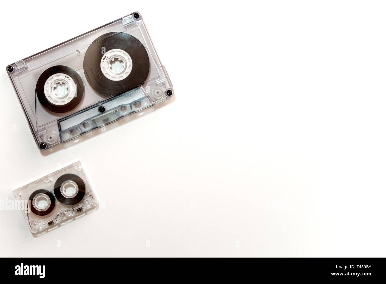 Different sizes of audio cassette tape isolated on white background ...