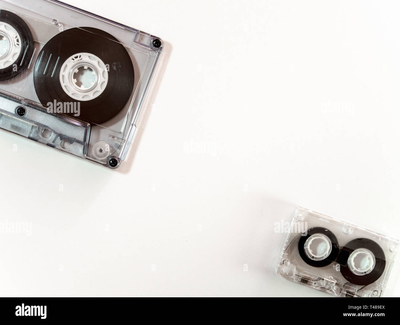 Different sizes of audio cassette tape isolated on white background ...