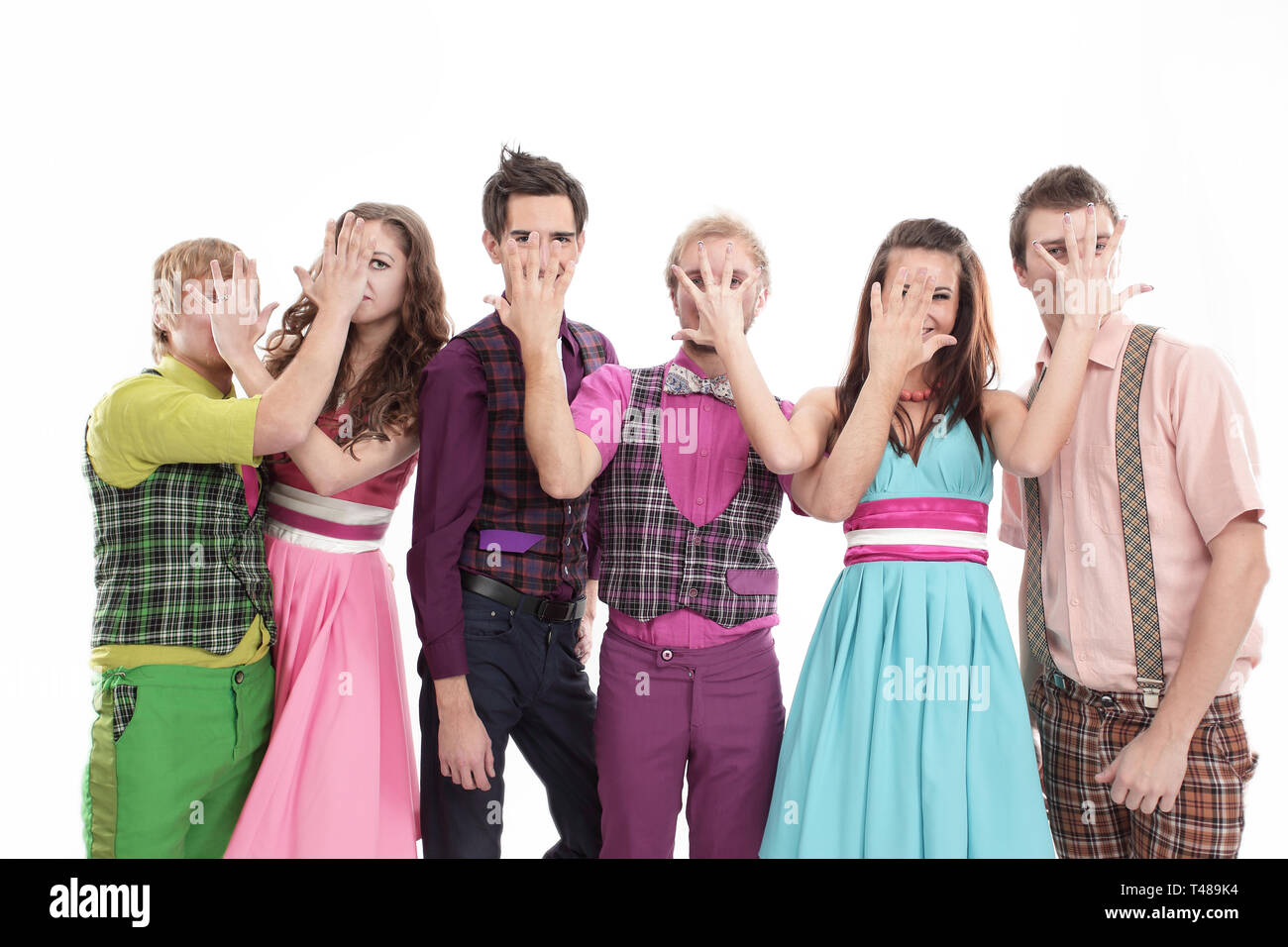portrait of stylish dance-pop band .isolated on a white background ...