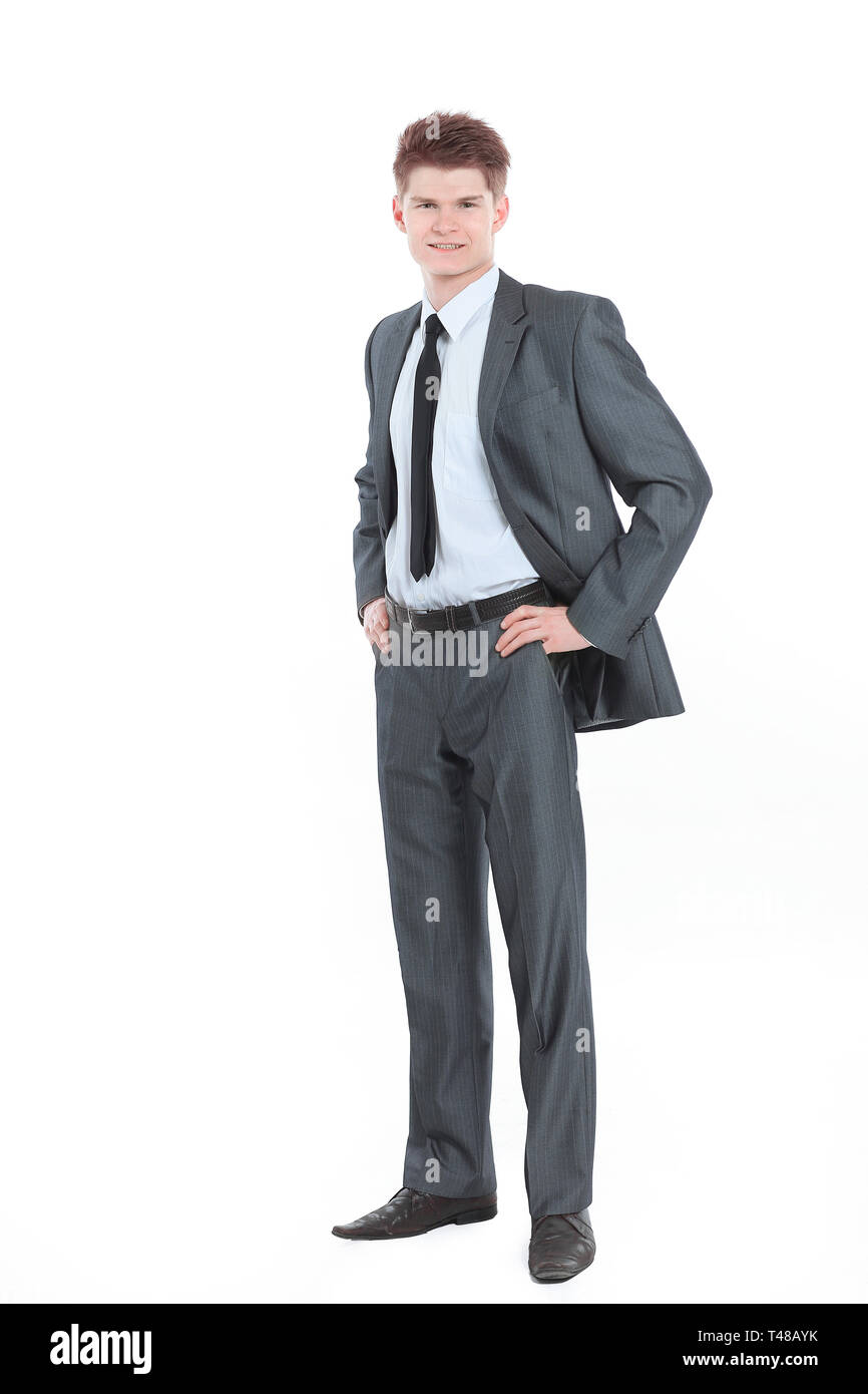 in full growth.portrait of a young professional.isolated on white Stock ...