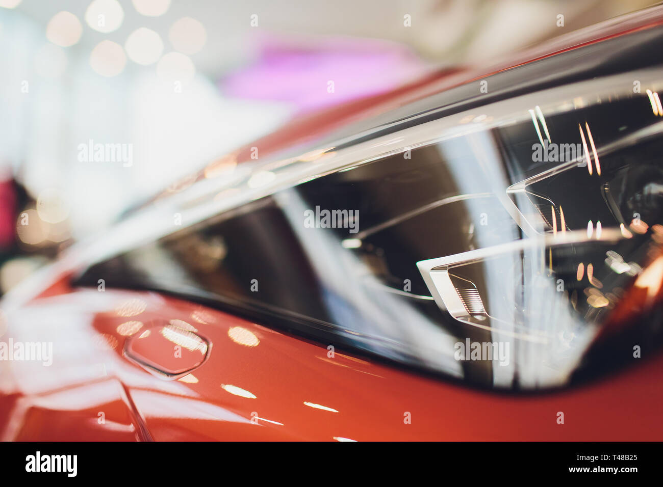 Beautiful parts of the new car. Car headlights, headlights, body lights ...