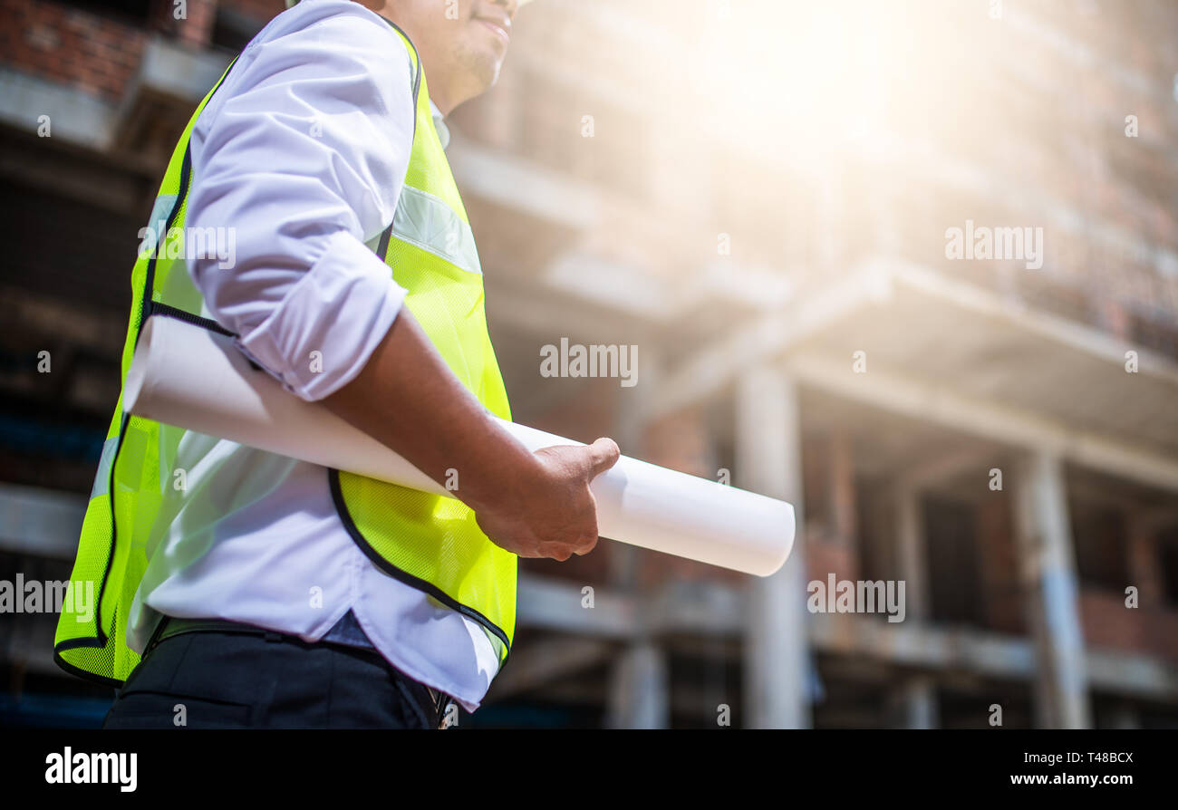 construction engineer working in construction site and management in ...