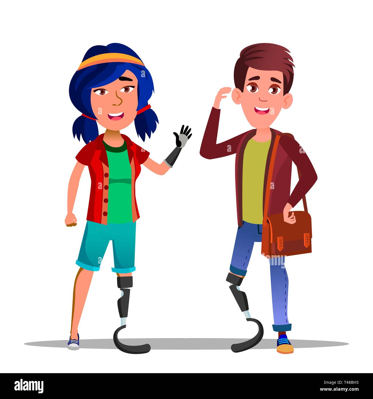 People With Bionic Legs Cartoon Vector Characters Stock Vector Image ...