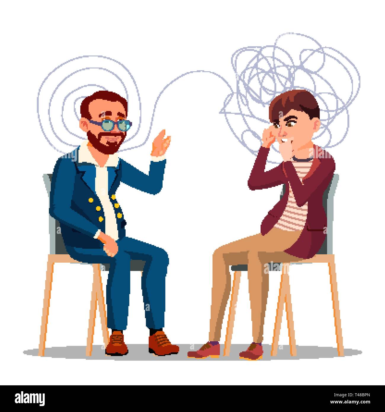 Patient At Psychiatry Counseling, Psychotherapy Cartoon Character Stock ...