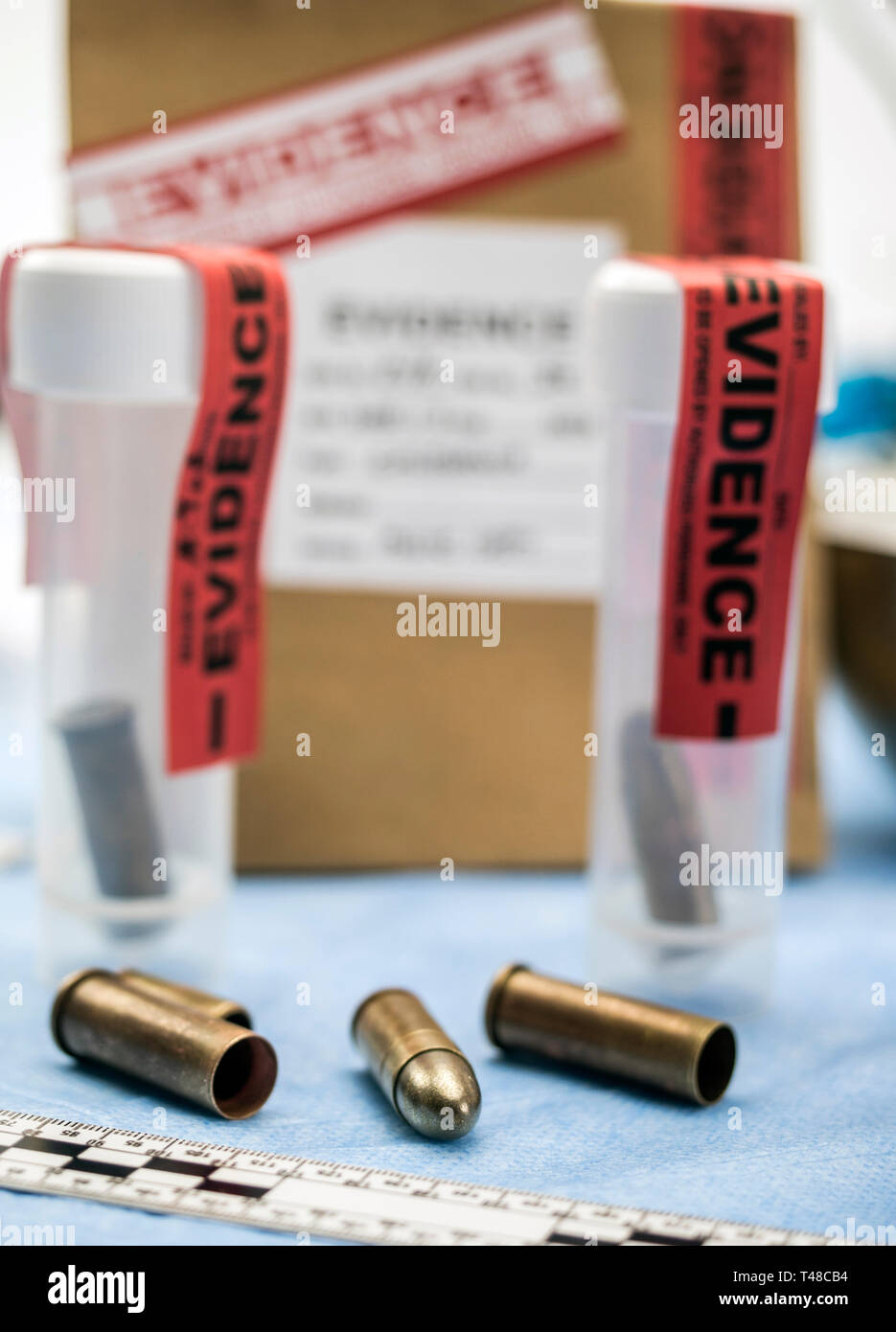 Criminalistic Laboratory, Bullet shell analysis, conceptual image Stock ...