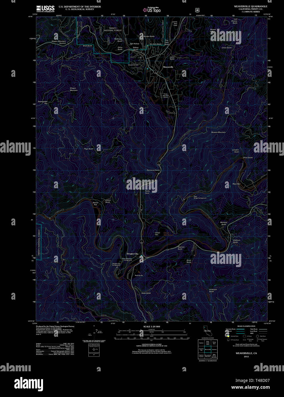 Weaverville map hi-res stock photography and images - Alamy