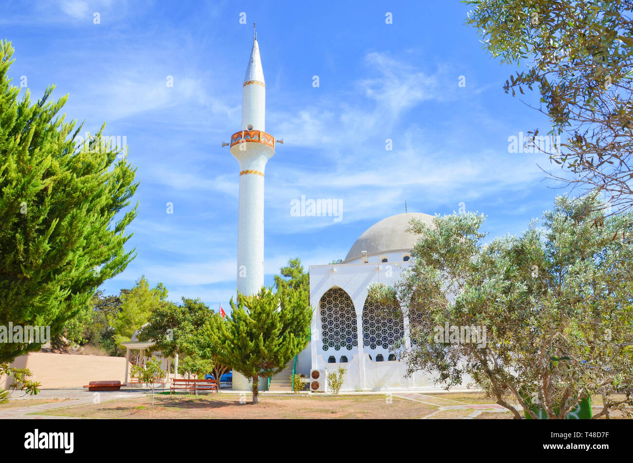 Beautiful islamic mosque in Dipkarpaz, Northern Cyprus surrounded by ...