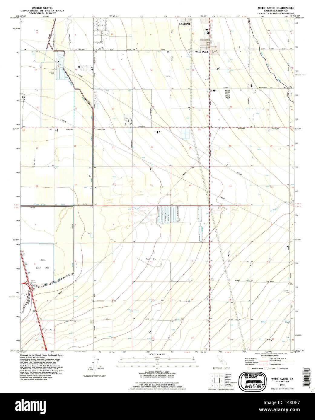 USGS TOPO Map California CA Weed Patch 295685 1992 24000 Restoration ...