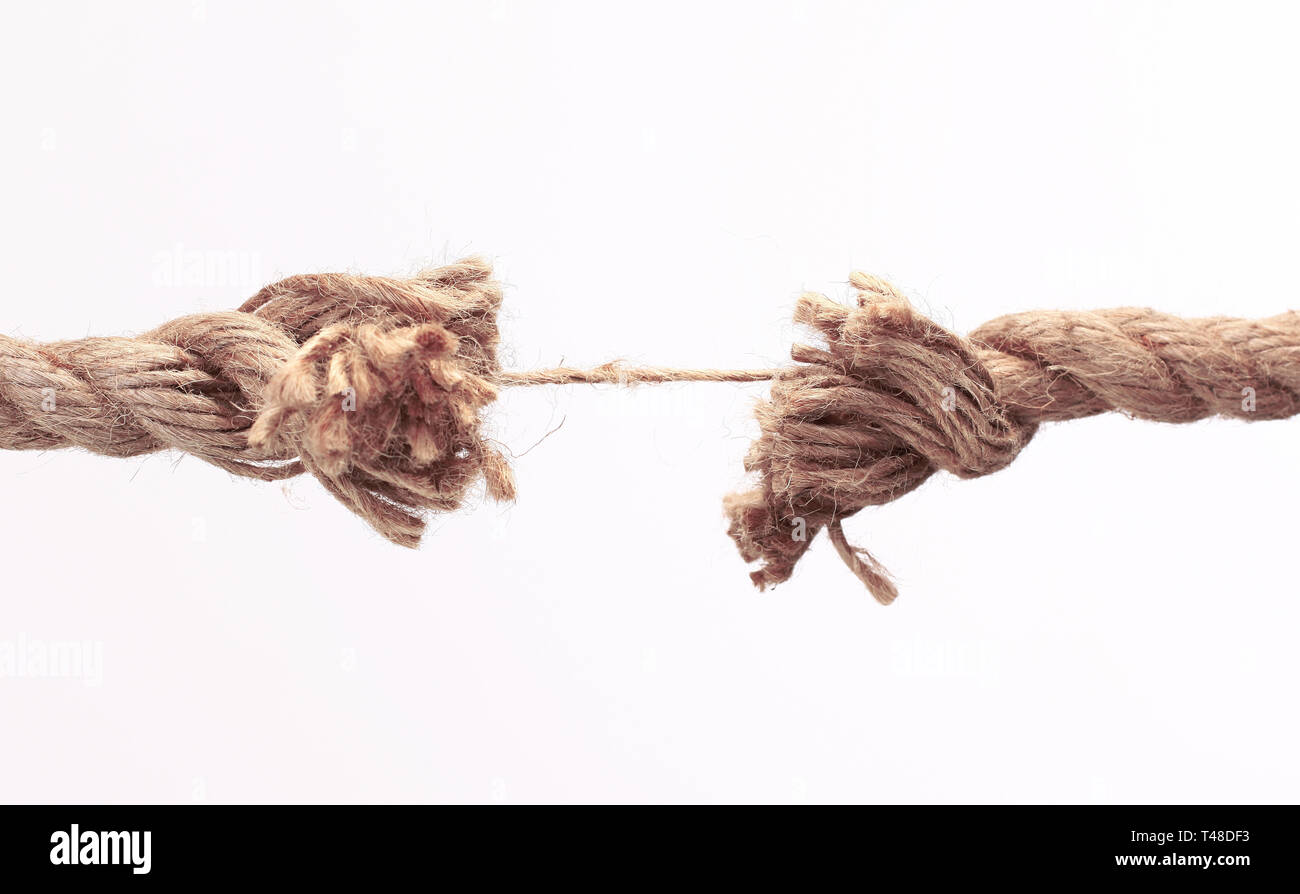 old frayed rope .isolated on a white background. photo with copy space ...