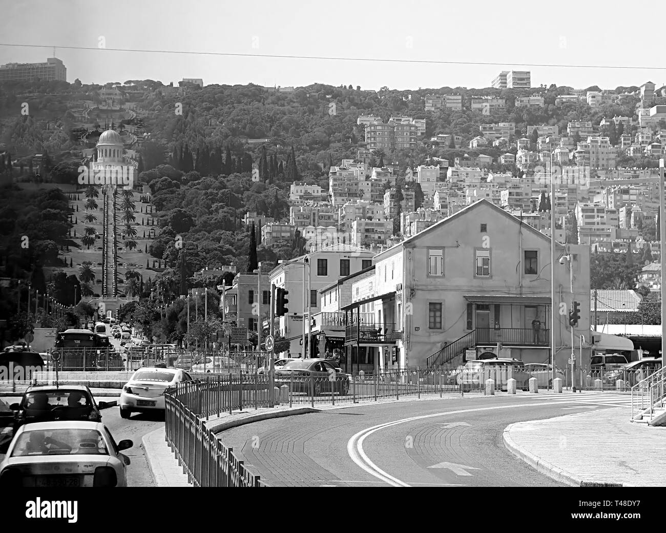Bahai temple and gardens Black and White Stock Photos & Images - Alamy