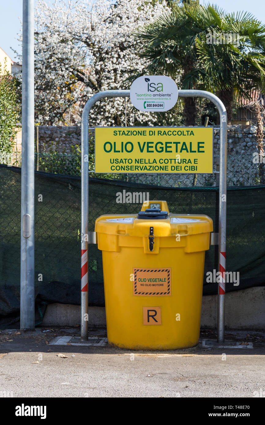 Vegetable oil collection station in Italy Stock Photo - Alamy