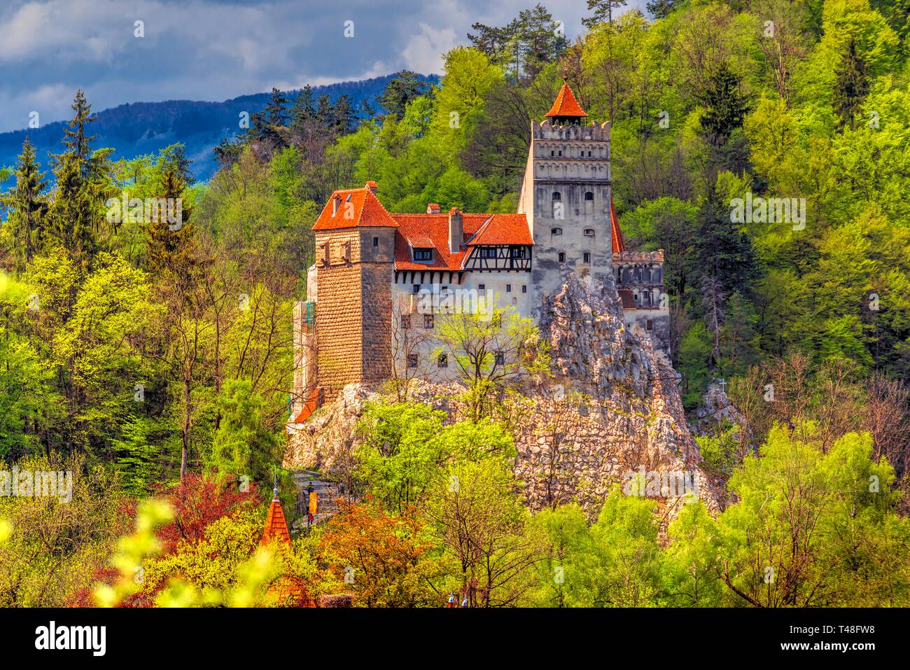 Medieval Bran castle, Brasov landmark, Transylvania, Romania Stock ...