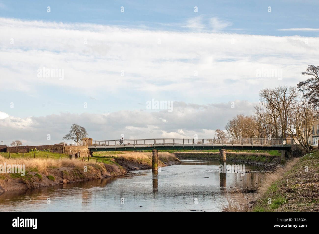 Walkers crossing Cartford Toll Bridge Little Eccleston with Larbreck ...