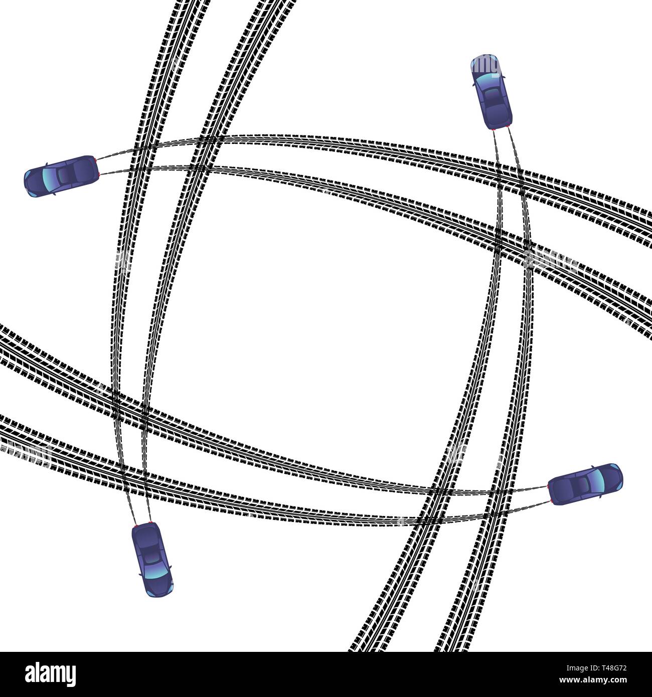 Square frame with black tire tracks and cars Stock Vector Image & Art ...