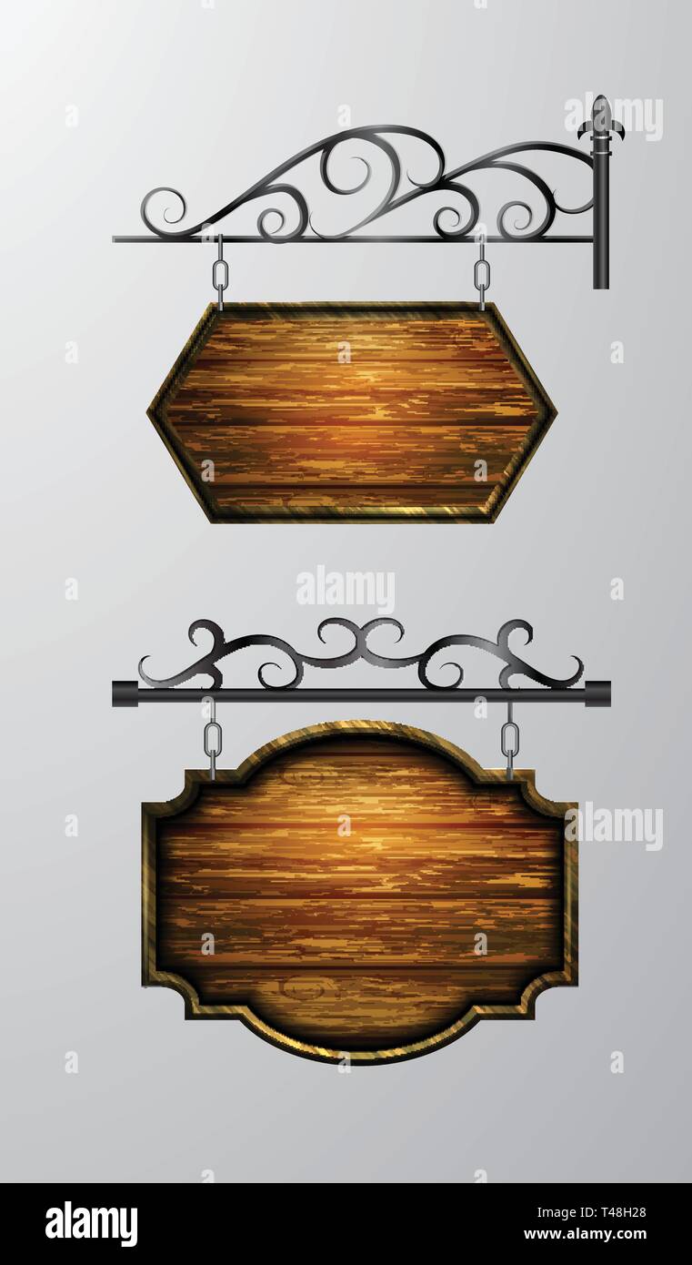 hanging, wooden Board vector, wooden object for text Stock Vector Image ...