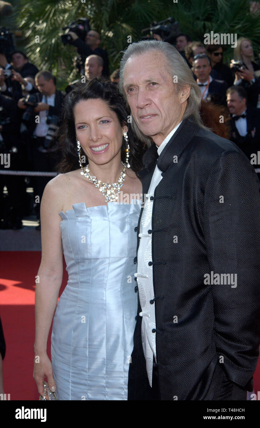 CANNES, FRANCE. May 19, 2003: Actor DAVID CARRADINE & wife at the ...
