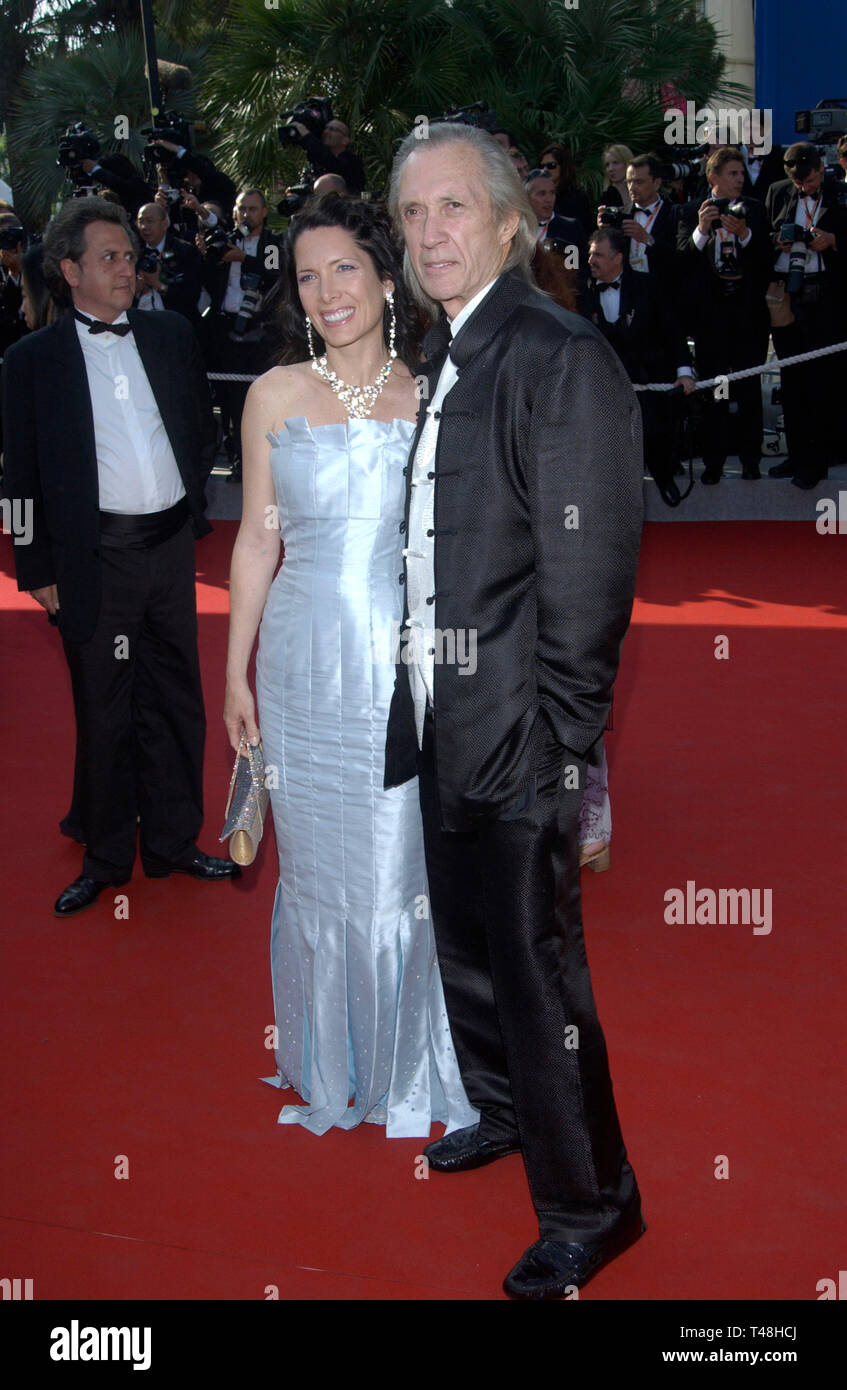 CANNES, FRANCE. May 19, 2003: Actor DAVID CARRADINE & wife at the ...