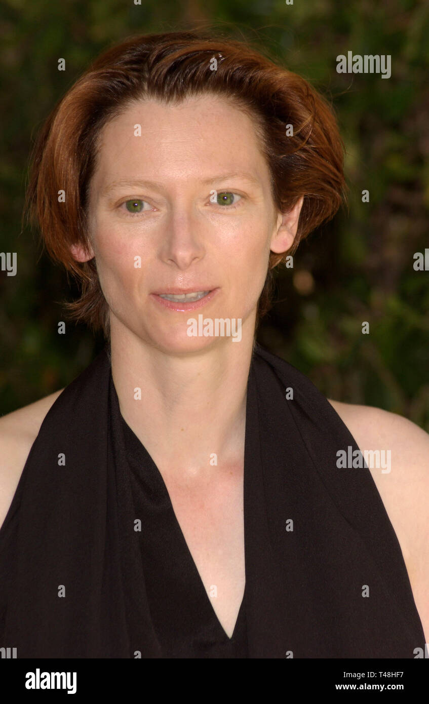CANNES, FRANCE. May 18, 2003: Actress TILDA SWINTON at photocall at the ...