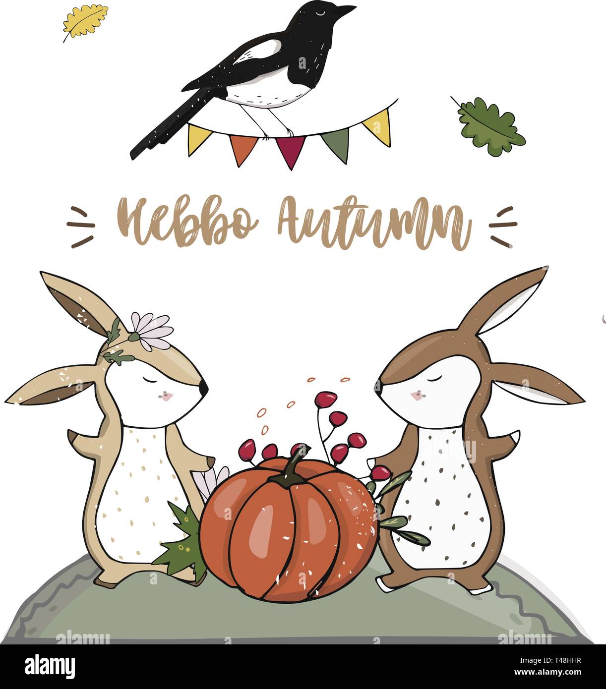 Bunny With Wildlife In Fall