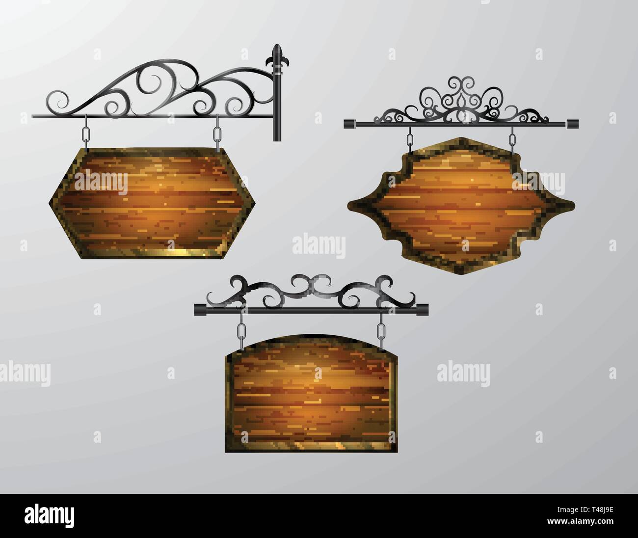 hanging, wooden Board vector, wooden object for text Stock Vector Image ...