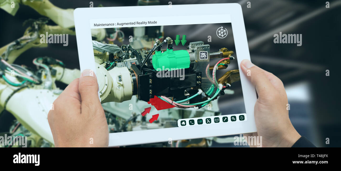 iot industry 4.0 concept,industrial engineer using software (augmented ...