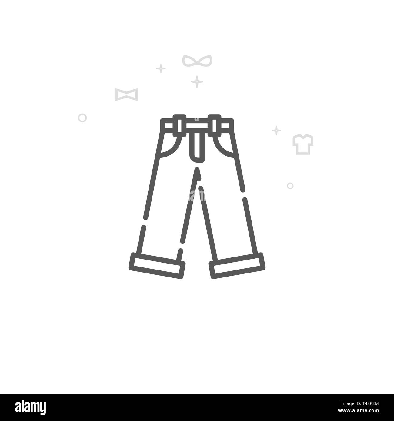 Jeans, Denim Line Icon. Clothes, Garments Symbol, Pictogram, Sign ...