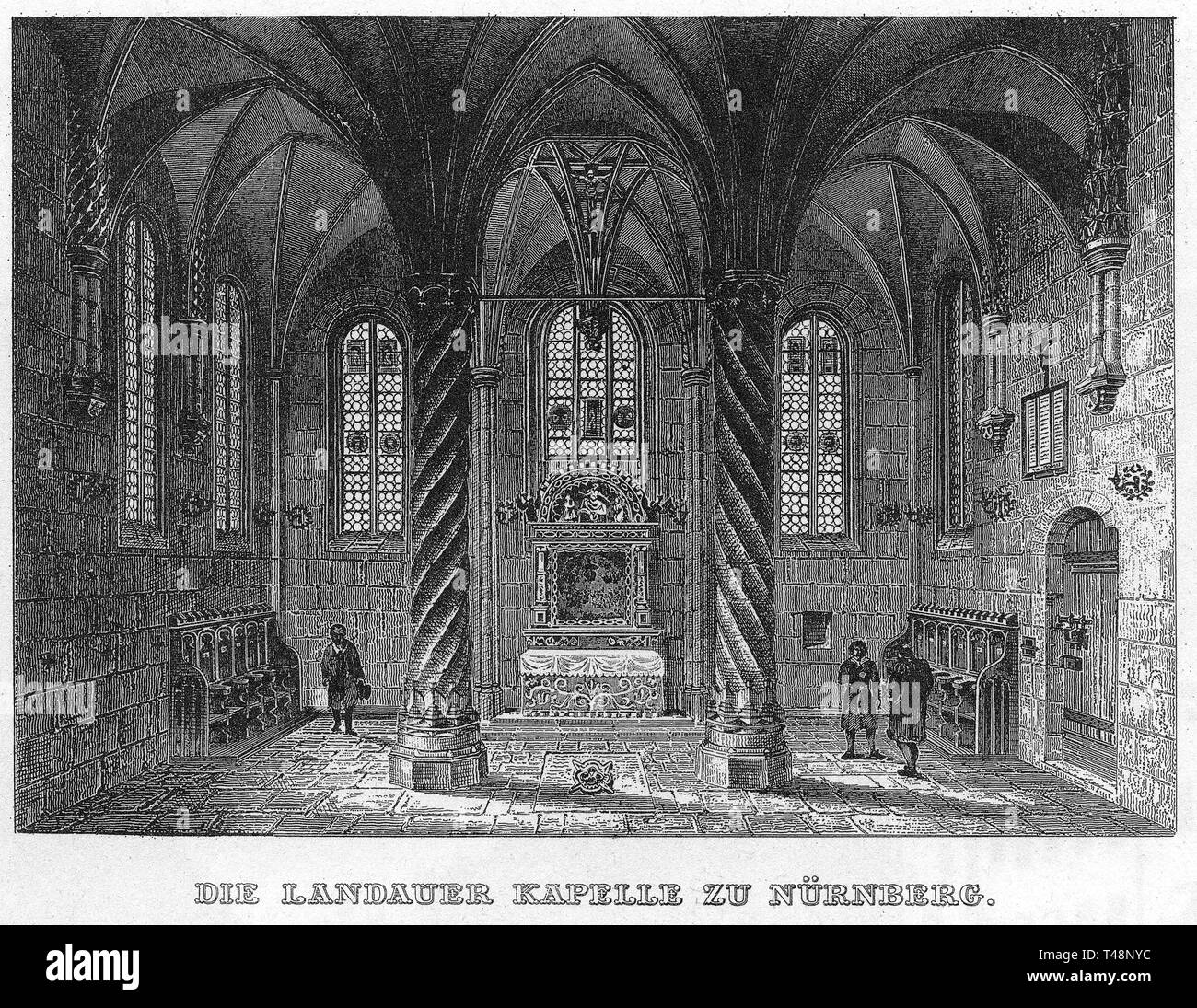 Landau Chapel, Nuremberg, drawing by Wilder, steel engraving by J ...