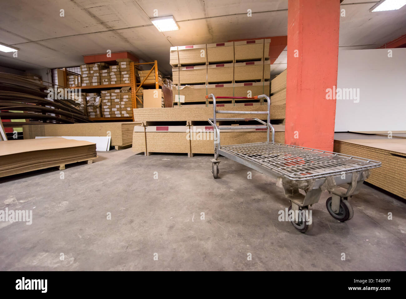 production Department of a big modern wooden furniture factory Stock ...