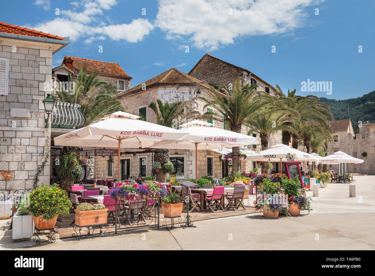 Restaurants street cafes in the old town of stari grad hi-res stock ...