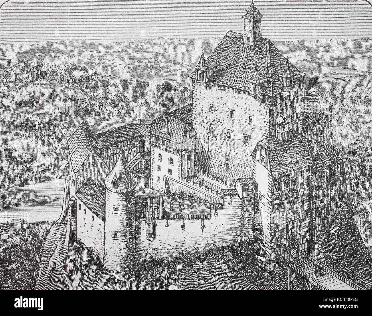Woodcut illustration castle hi-res stock photography and images - Alamy