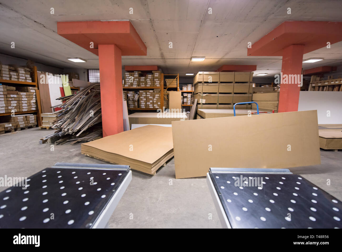 production Department of a big modern wooden furniture factory Stock ...