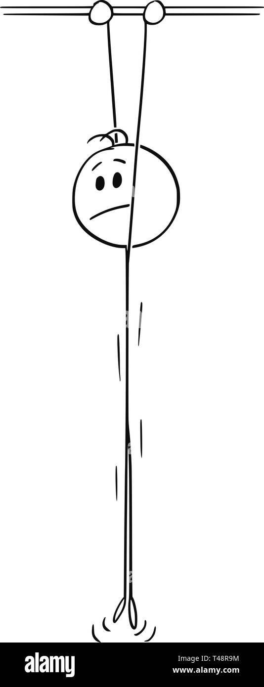 Cartoon stick figure drawing conceptual illustration of depressed man ...