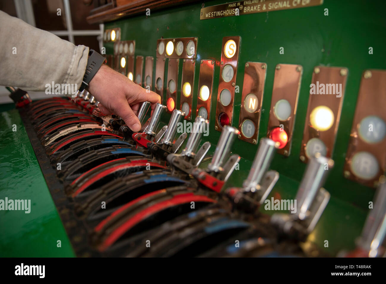 One of the three signal boxes is checked at the miniature Great Cockrow ...