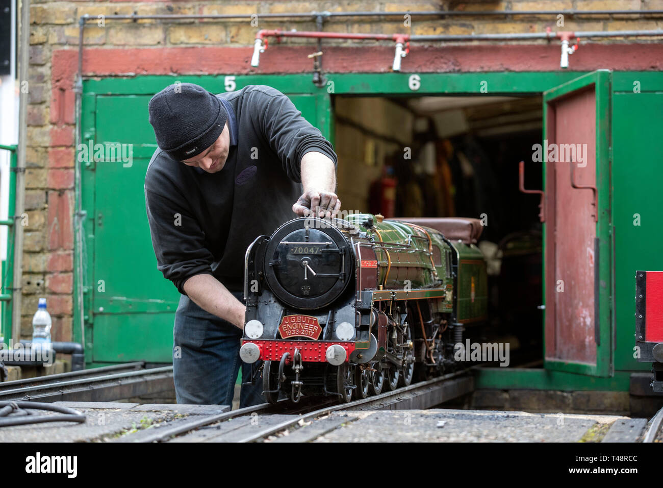 Volunteer Steve Trower works on the miniature Great Cockrow Railway ...